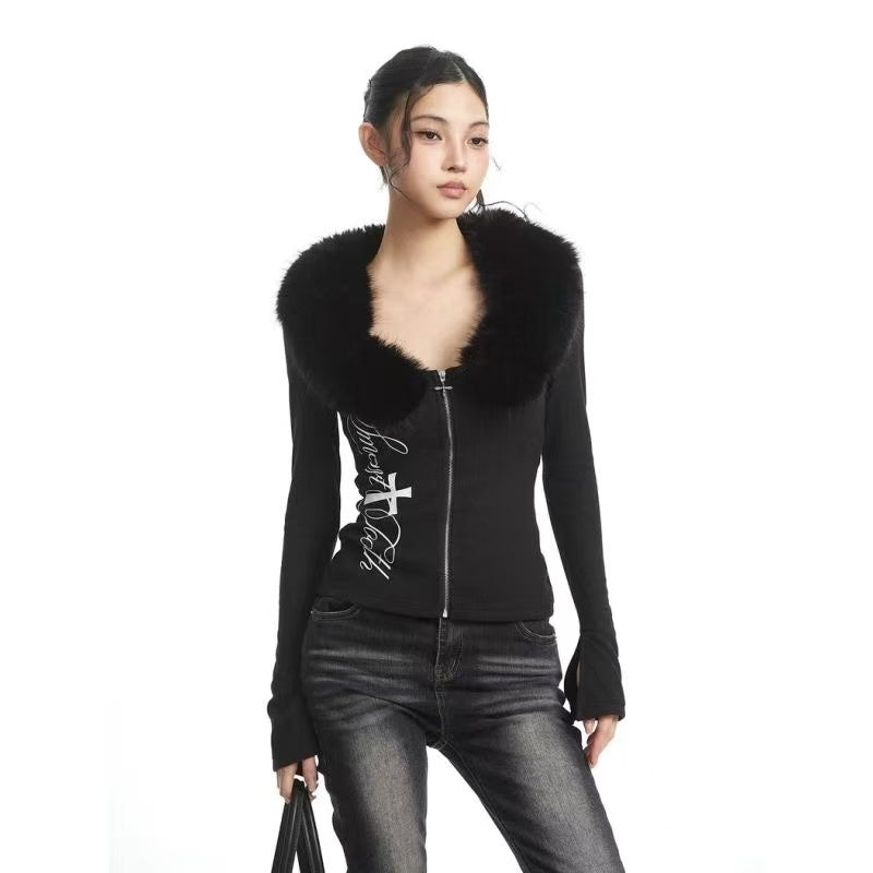 Yohji-Shoulder Faux Fur Zip-Up | Byunli